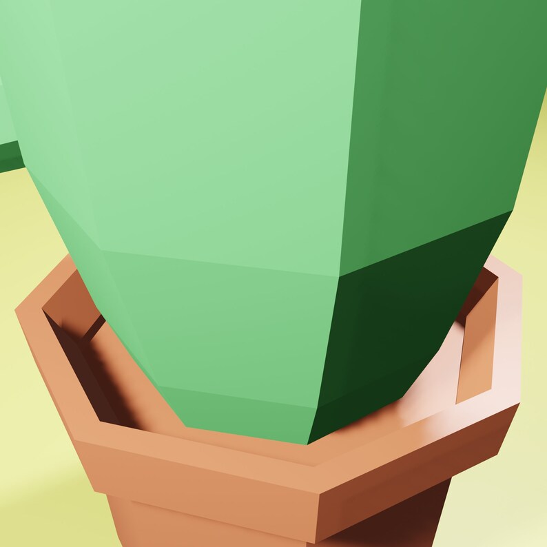 Potted Cactus Papercraft Template, 3D Low Poly (PDF, DXF, JPG) - Etsy