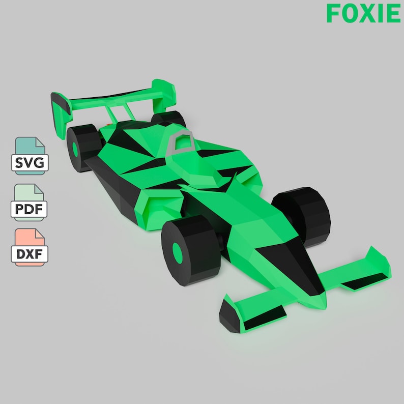Formula 1 Race Car Papercraft Template in SVG, DXF & PDF Formats, Low ...