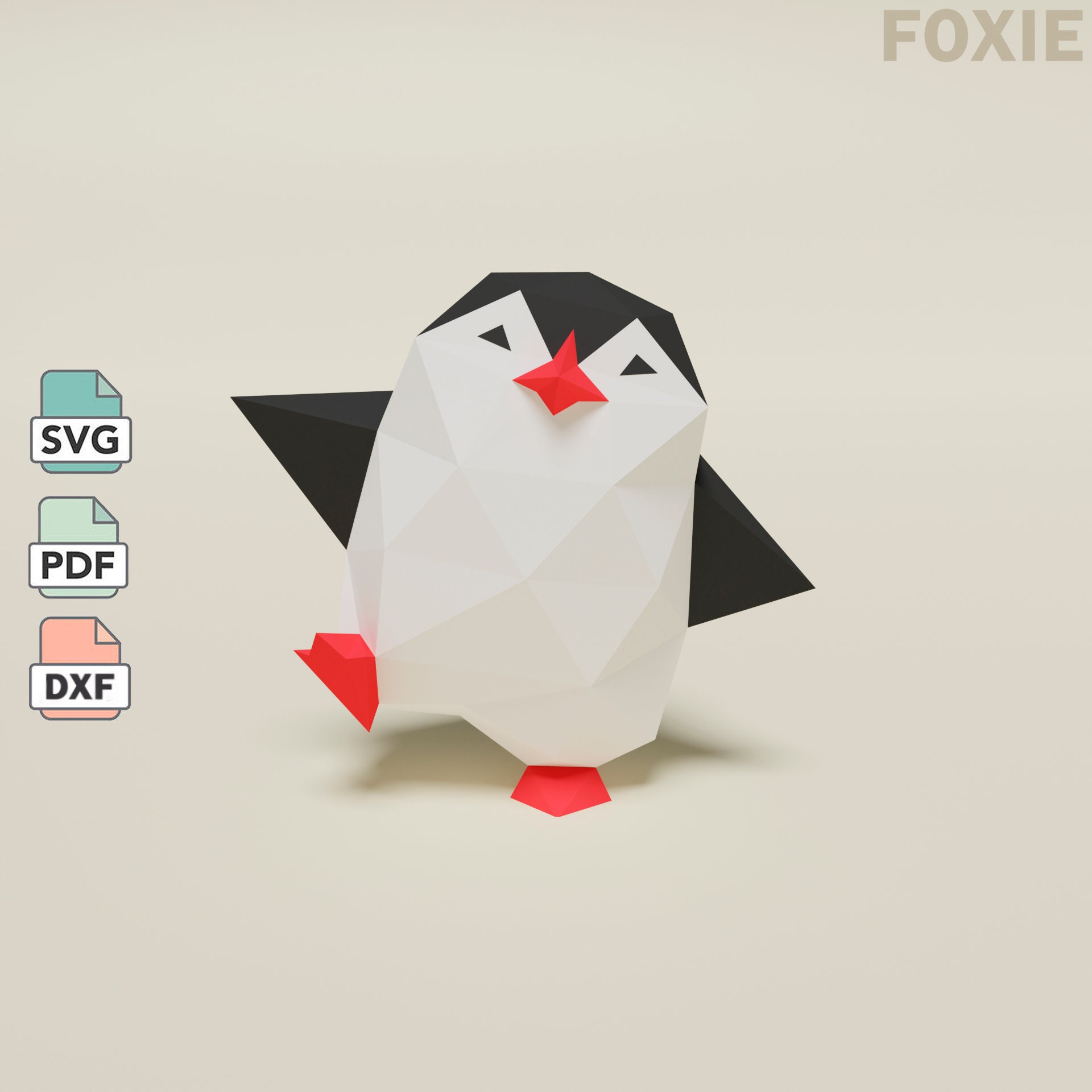 Dancing Penguin Papercraft, in PDF/JPG/SVG Format, 3d Low Poly Paper ...