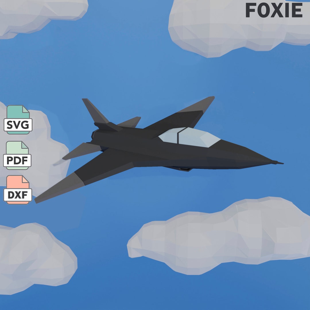 Fighter Aircraft F-16 Papercraft Model, Low Poly Jet Miniature Model of ...