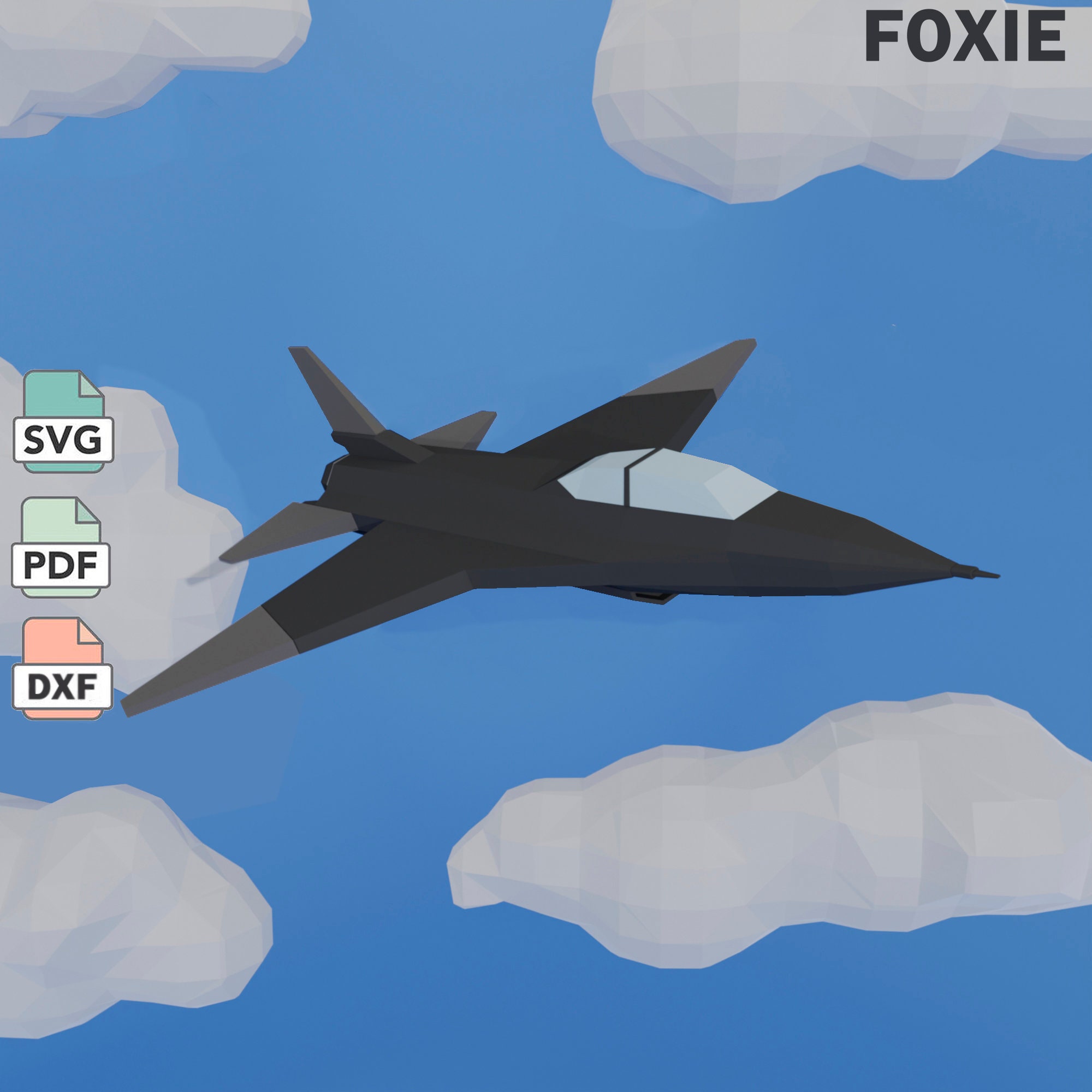 Fighter Aircraft F-16 Papercraft Model, Low Poly Jet Miniature Model of ...