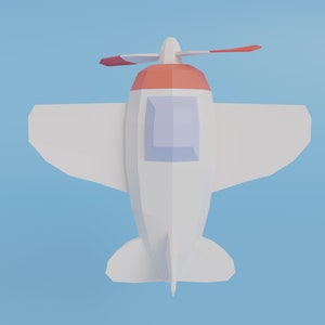Papercraft Airplane With Propeller Template, 3d Low Poly Airplane Model ...