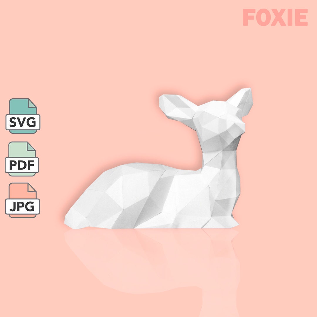 Lying Deer Papercraft in SVG/JPG/PDF Format, Diy Paper Figure, Paper ...