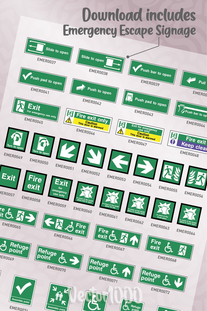 Fire Safety Vector Bundle Fire Exit Fire Signage Fire Point Fire Action ...