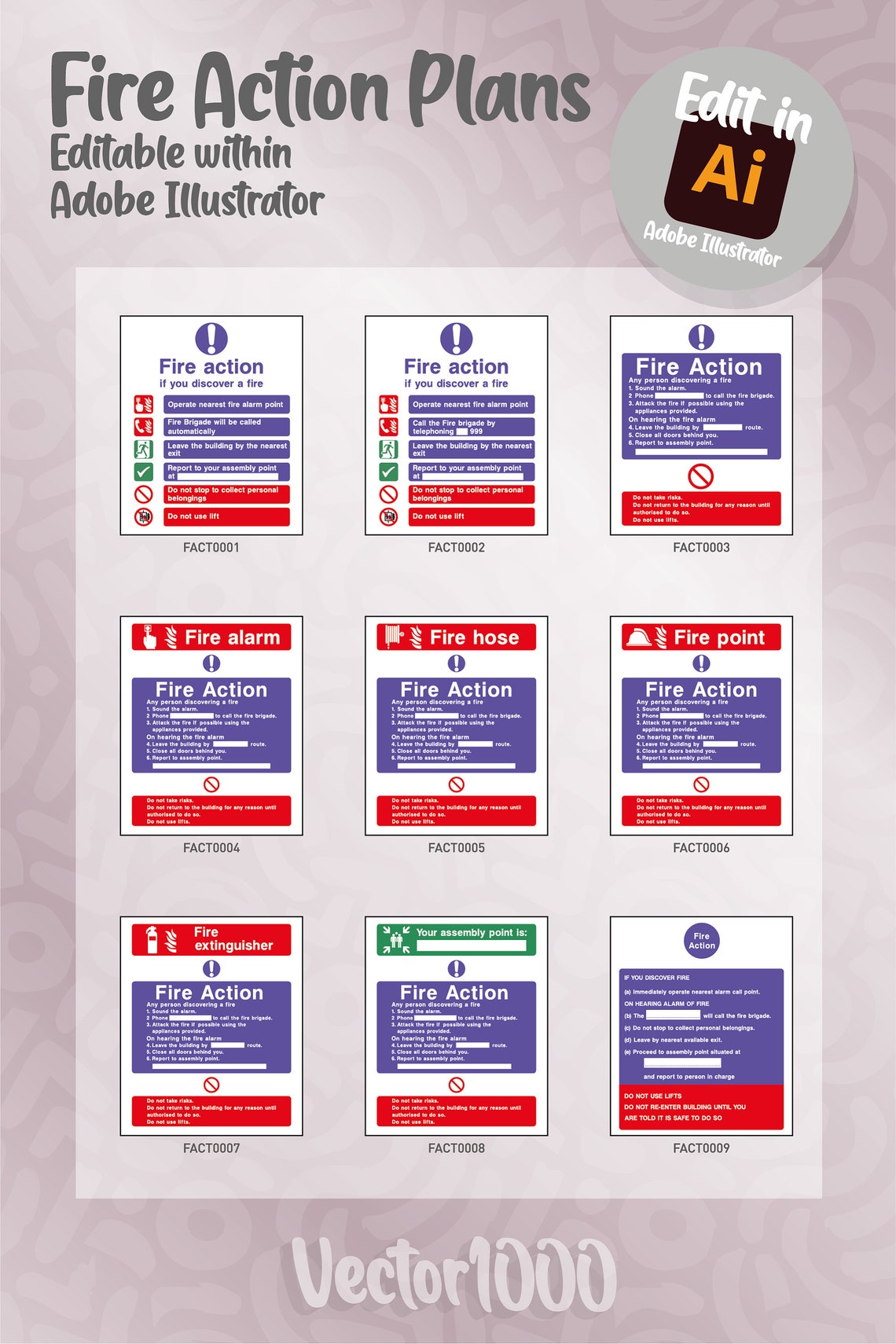 Fire Safety Vector Bundle Fire Exit Fire Signage Fire Point Fire Action ...