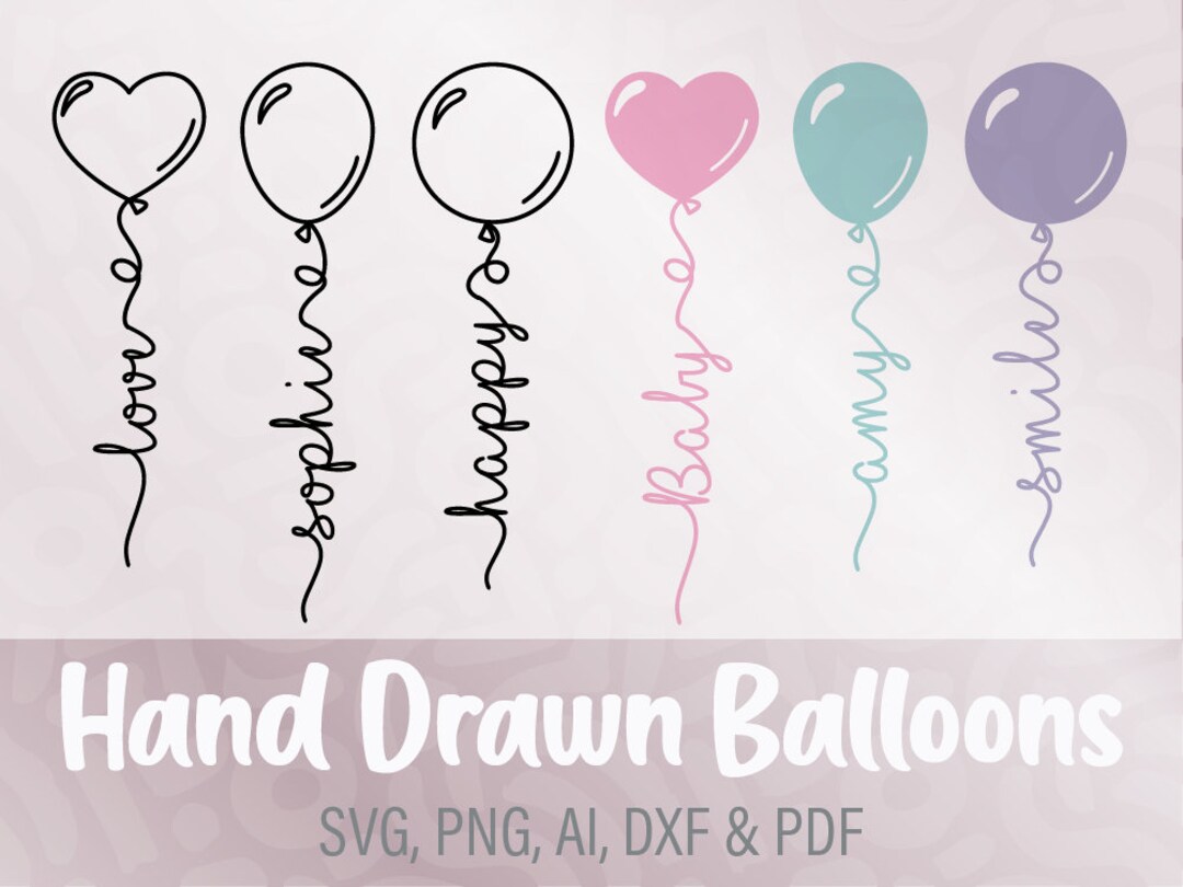 Hand drawn balloons svg font baby shower balloon svg balloon with name ...