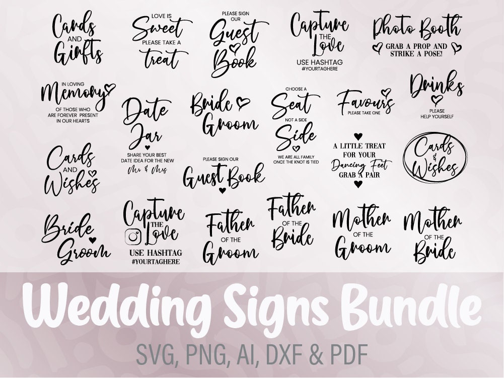 Wedding Svg Bundle Wedding Sign Bundle Wedding Svg - Etsy