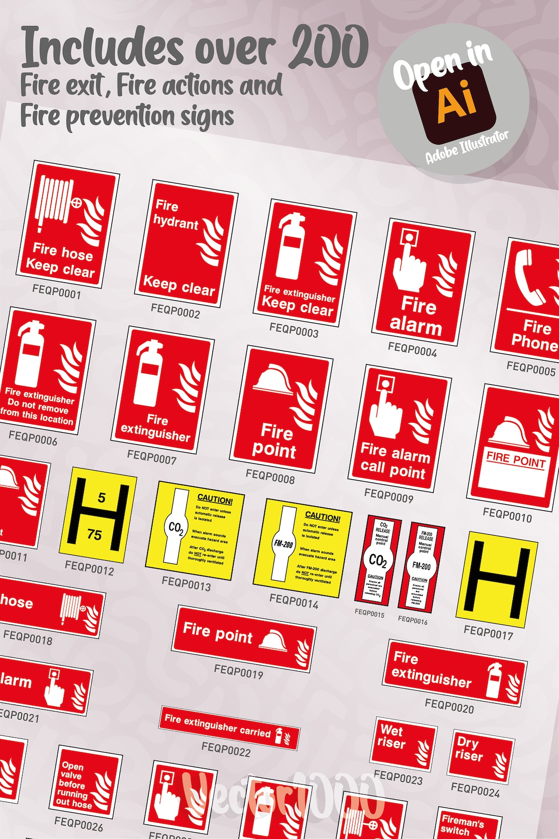 Fire Safety Vector Bundle Fire Exit Fire Signage Fire Point Fire Action ...