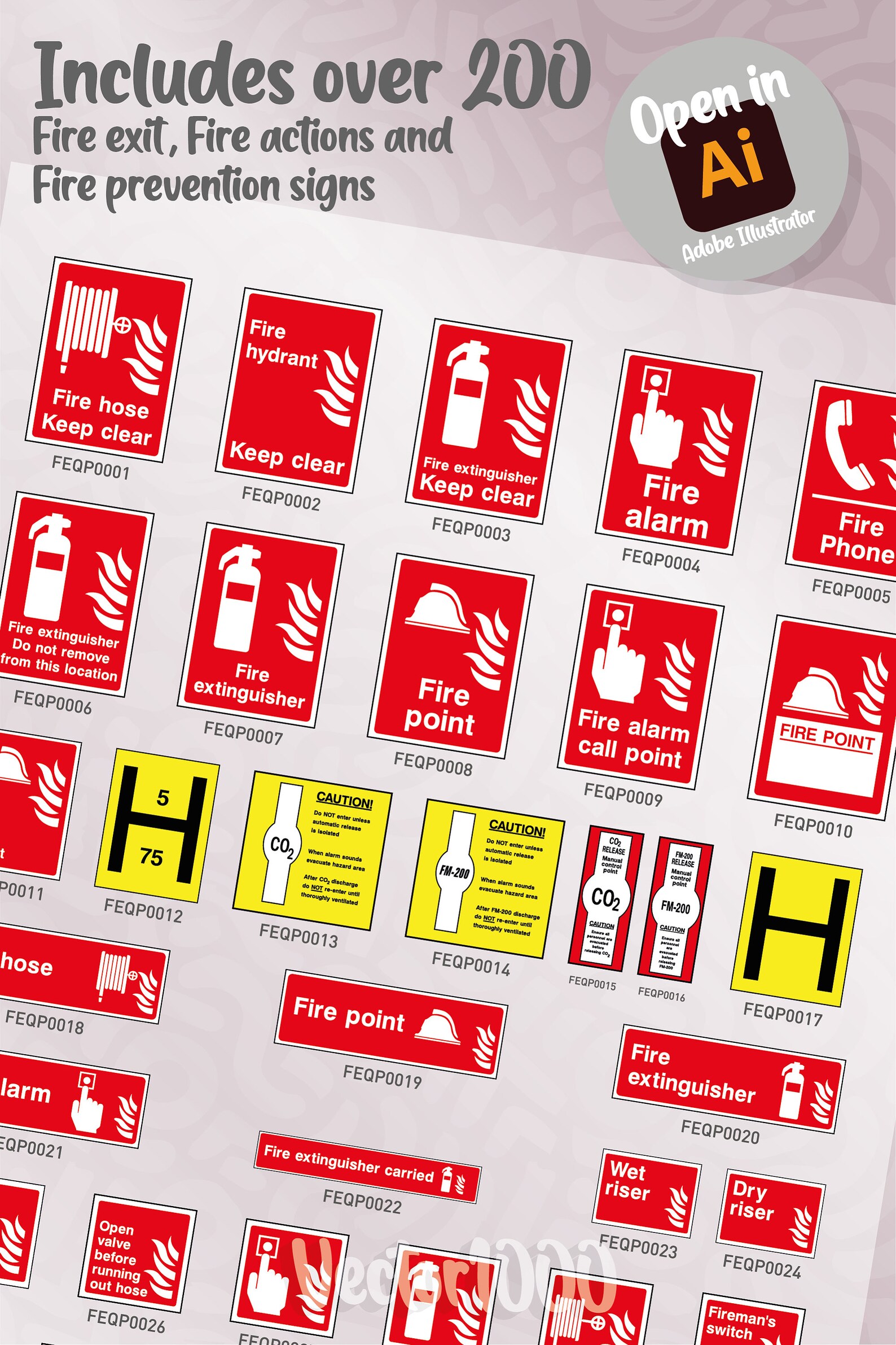 Fire Safety Vector Bundle Fire Exit Fire Signage Fire Point Fire Action ...