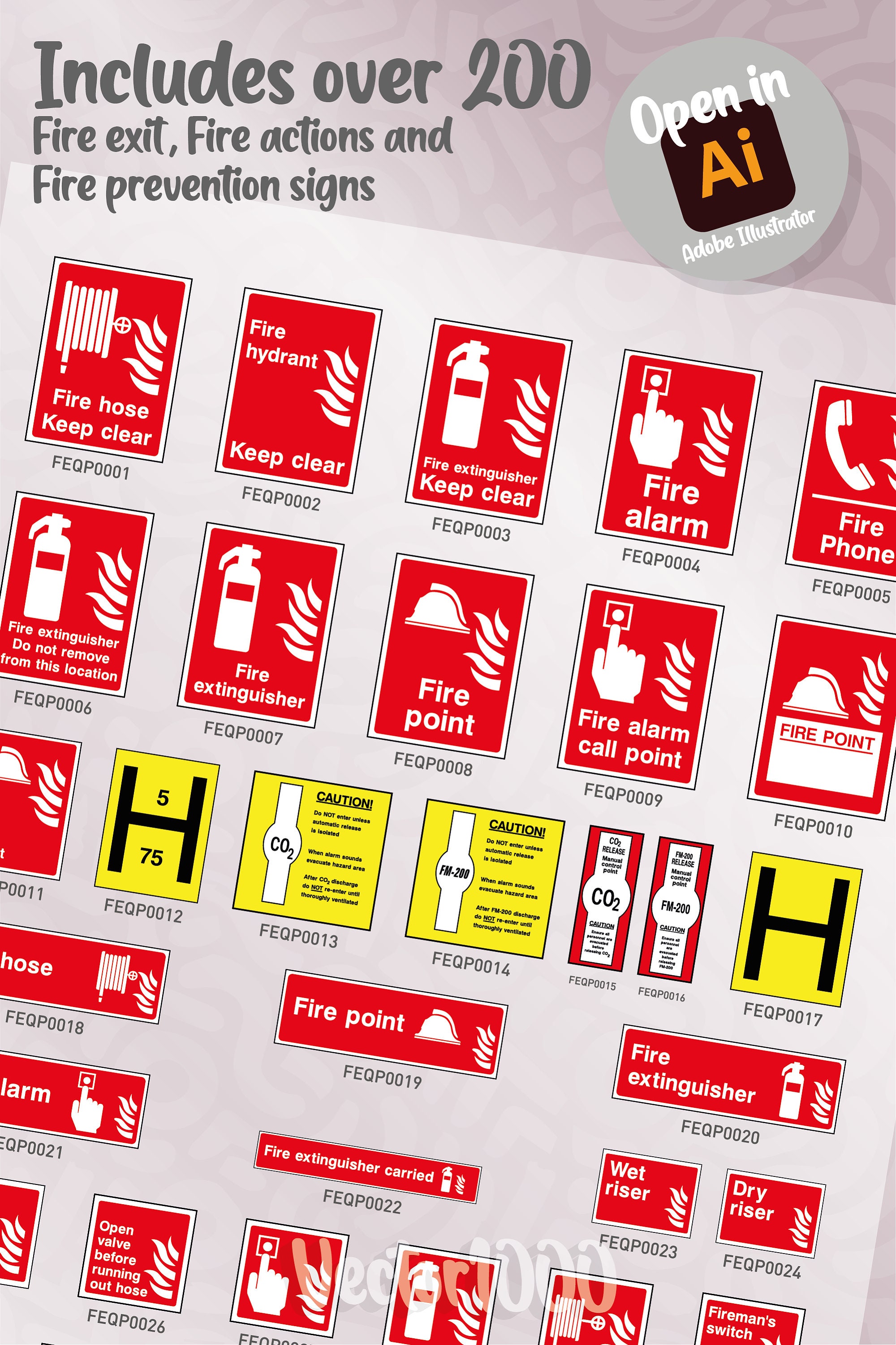 Fire Safety Vector Bundle Fire Exit Fire Signage Fire Point Fire Action ...
