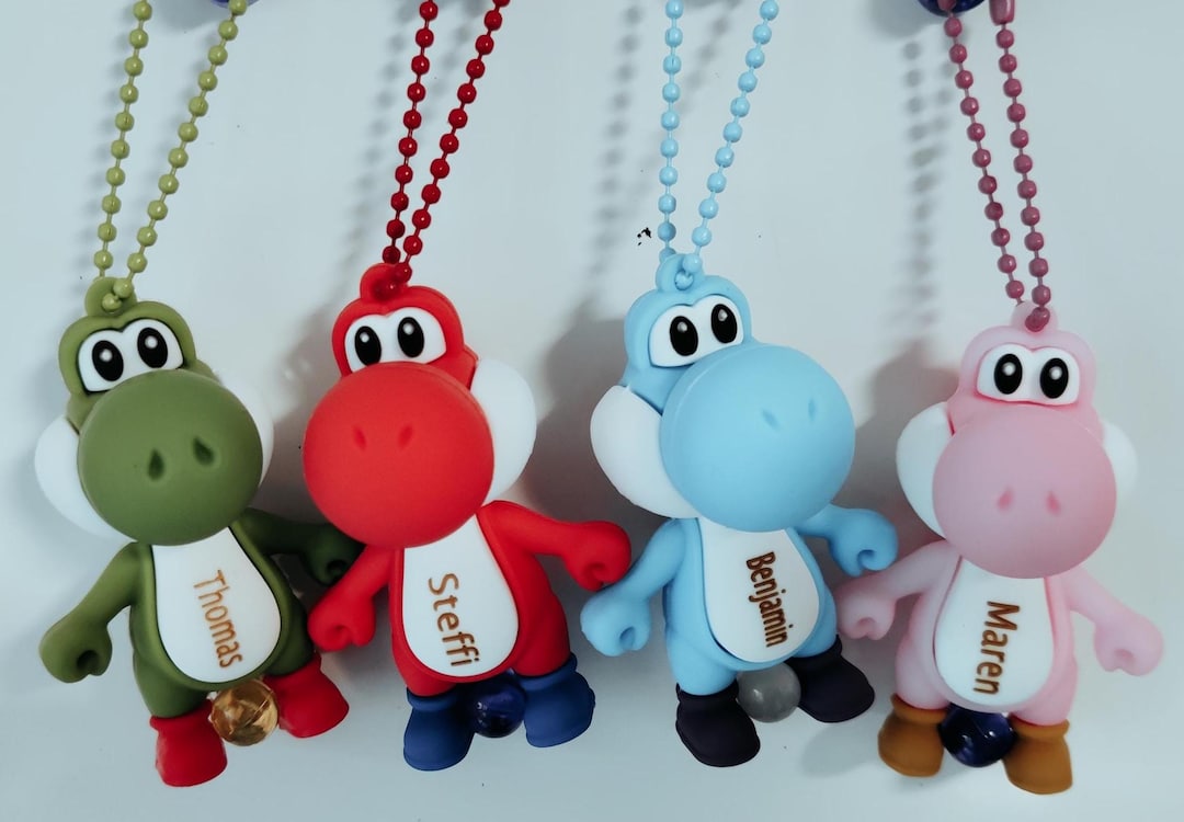 Yoshi Keychain in Green, Red, Blue or Pink - Etsy