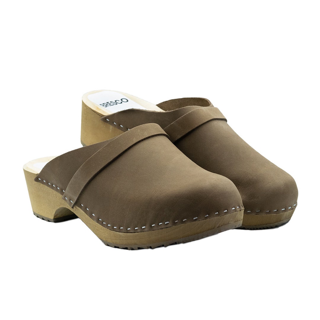 Swedish Wooden Clogs Made of Natural Leather in Brown and Wooden Sole ...