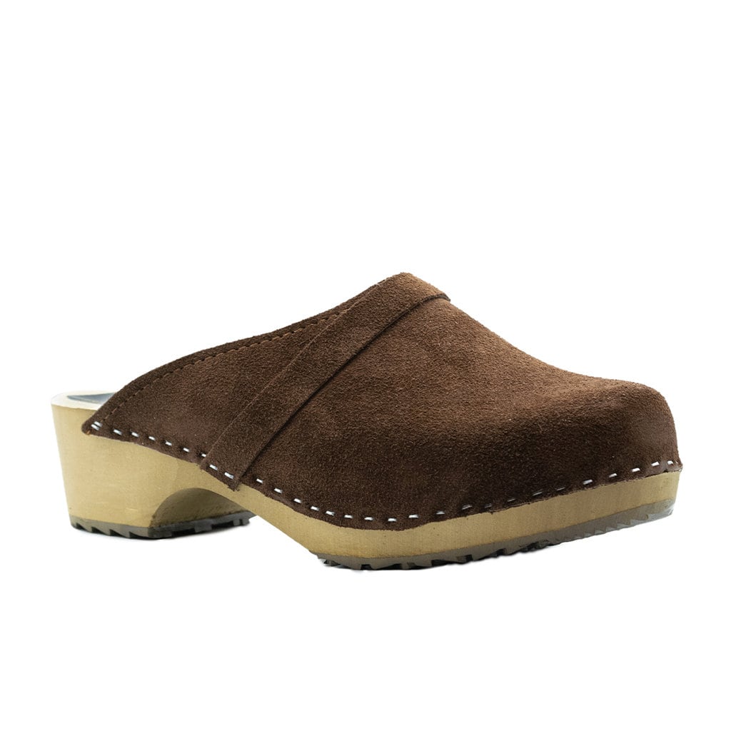 Swedish Wooden Clogs Made of Natural Suede Leather in Brown and Wooden ...