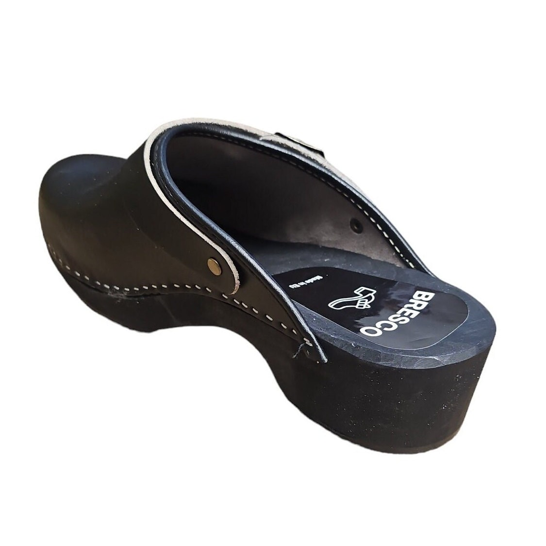 Swedish Wooden Clogs Made OF Natural Leather in Black and Wooden Sole ...