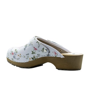 Swedish Wooden Clogs With Buckle From Flowers White Real Leather and ...