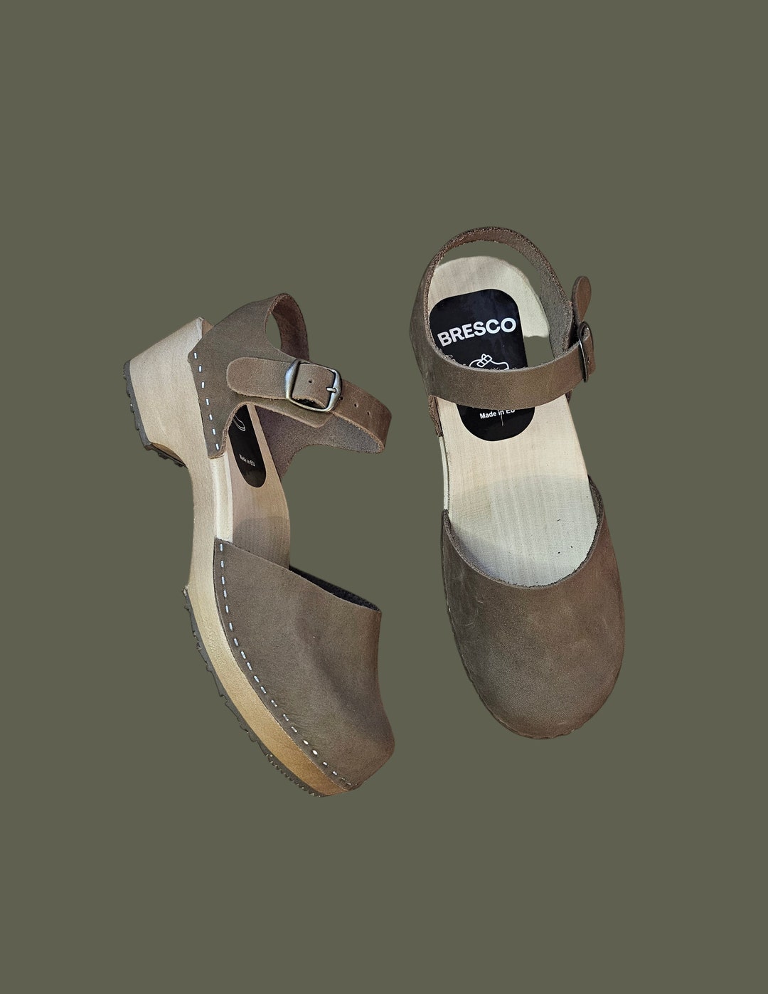 Handmade Brown Nubuck Leather Clogs – Swedish Wooden Mules - Etsy