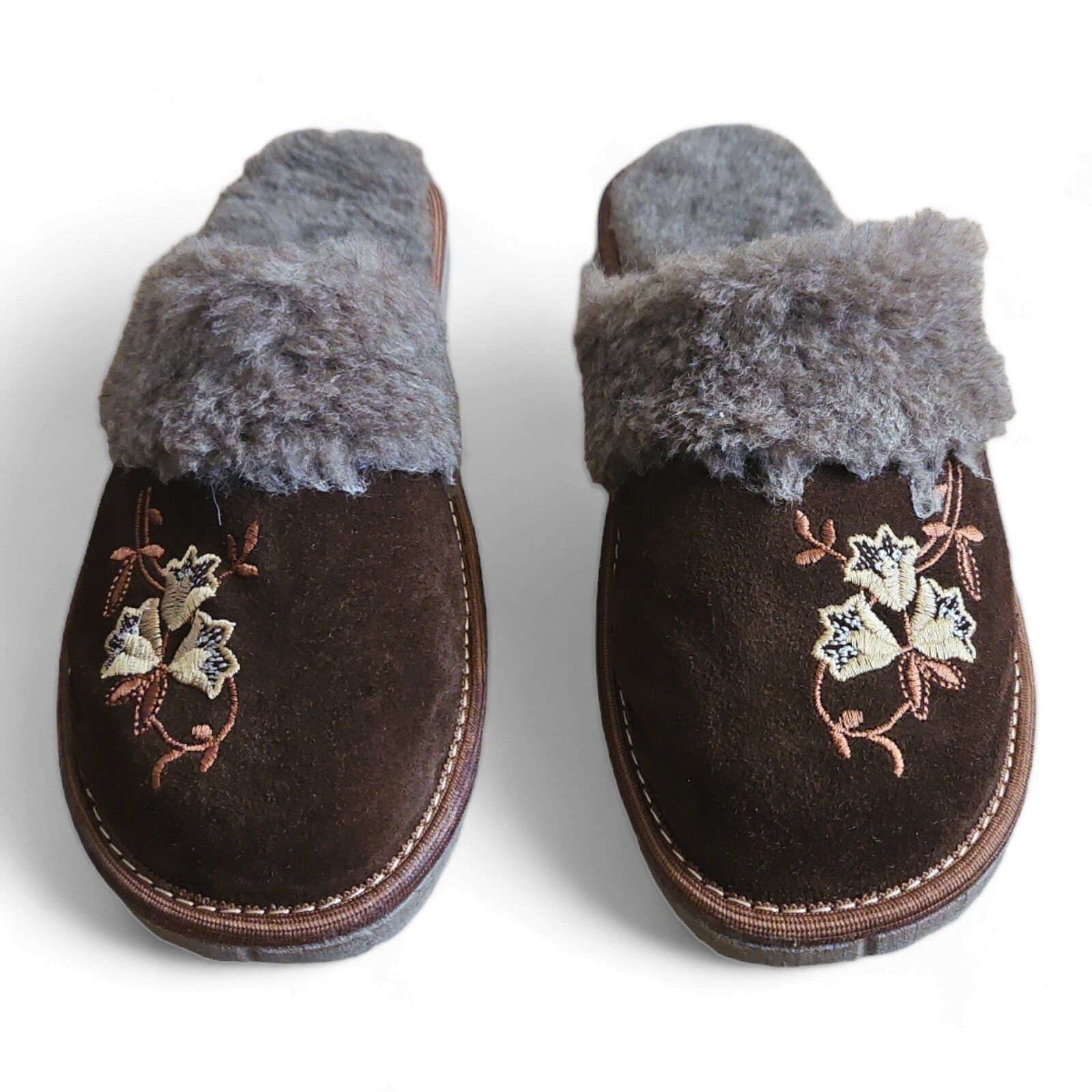 Embroidered Suede Slippers: Wool Lined Cozy House Shoes - Etsy