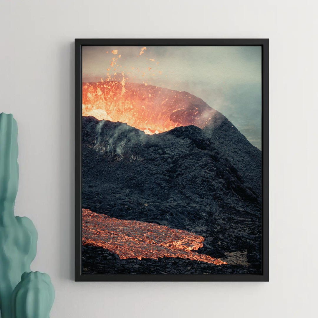 Eruption Print Volcano Poster Iceland Print Eruption Print Iceland Wall ...