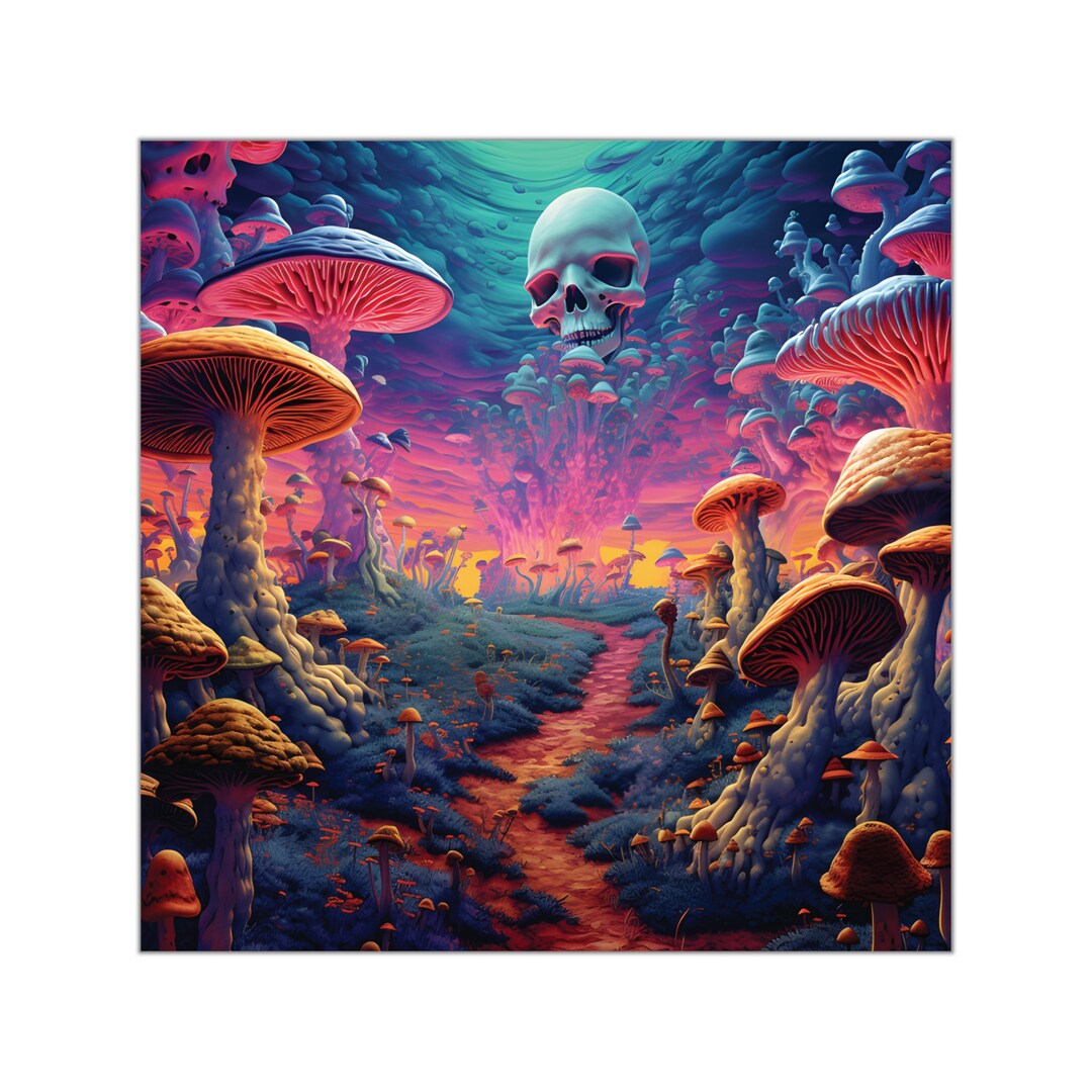 Square Vinyl Sticker Skateboard Sticker Mushroom Sticker Skull Sticker ...