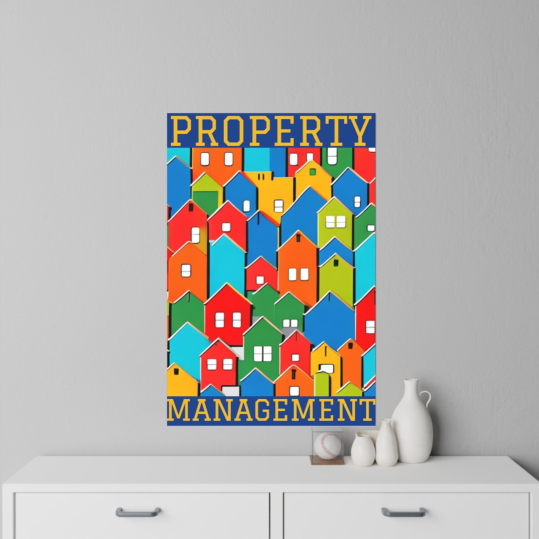 Colorful Houses Pattern Wall Decal, Property Management Office Decor ...