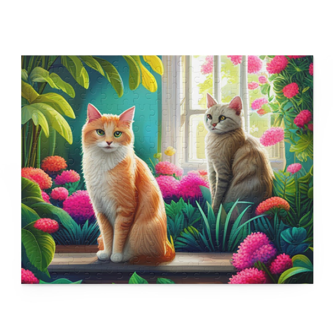 Cat Themed Jigsaw Puzzle, Cute Cat Photo, 1000 Piece Puzzle, Relaxing ...