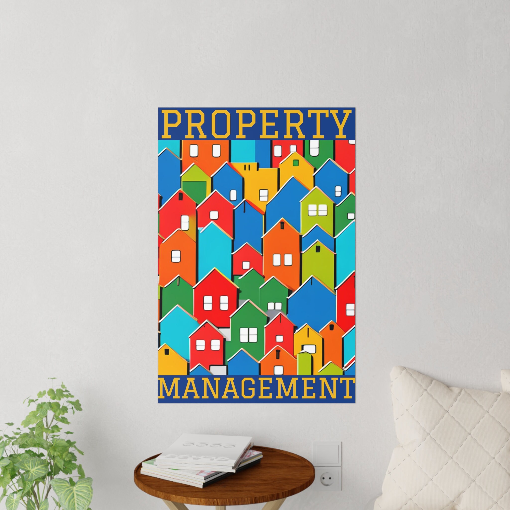 Colorful Houses Pattern Wall Decal, Property Management Office Decor ...