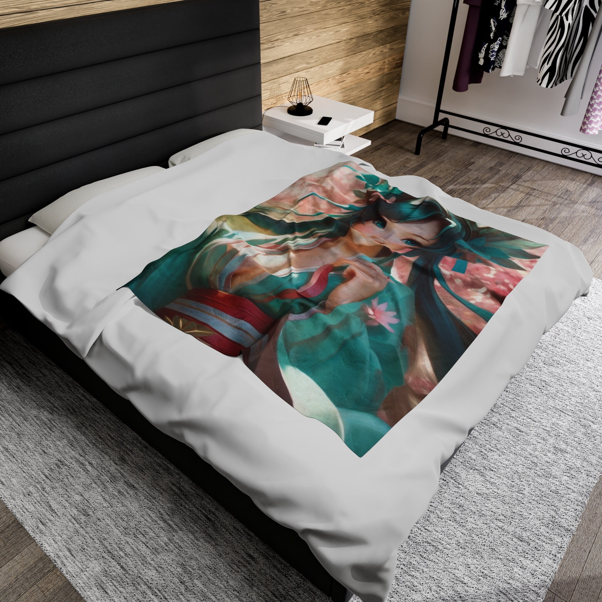 Hatsune Miku Blanket, Cosplay Anime Throw, Warm Fleece Bedding, Gift ...