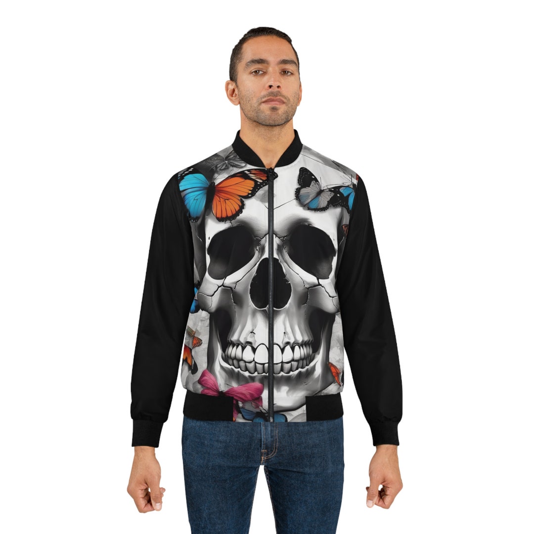 Unique Gothic Birthday Jacket, Butterfly Skull Bomber Jacket, Cool ...
