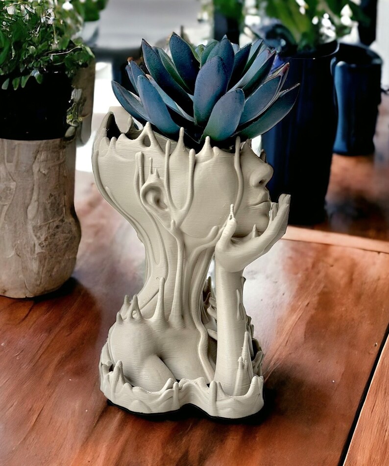 Medusa Head Planter: 3D Printed Melted Woman Face Flower Pot - Etsy