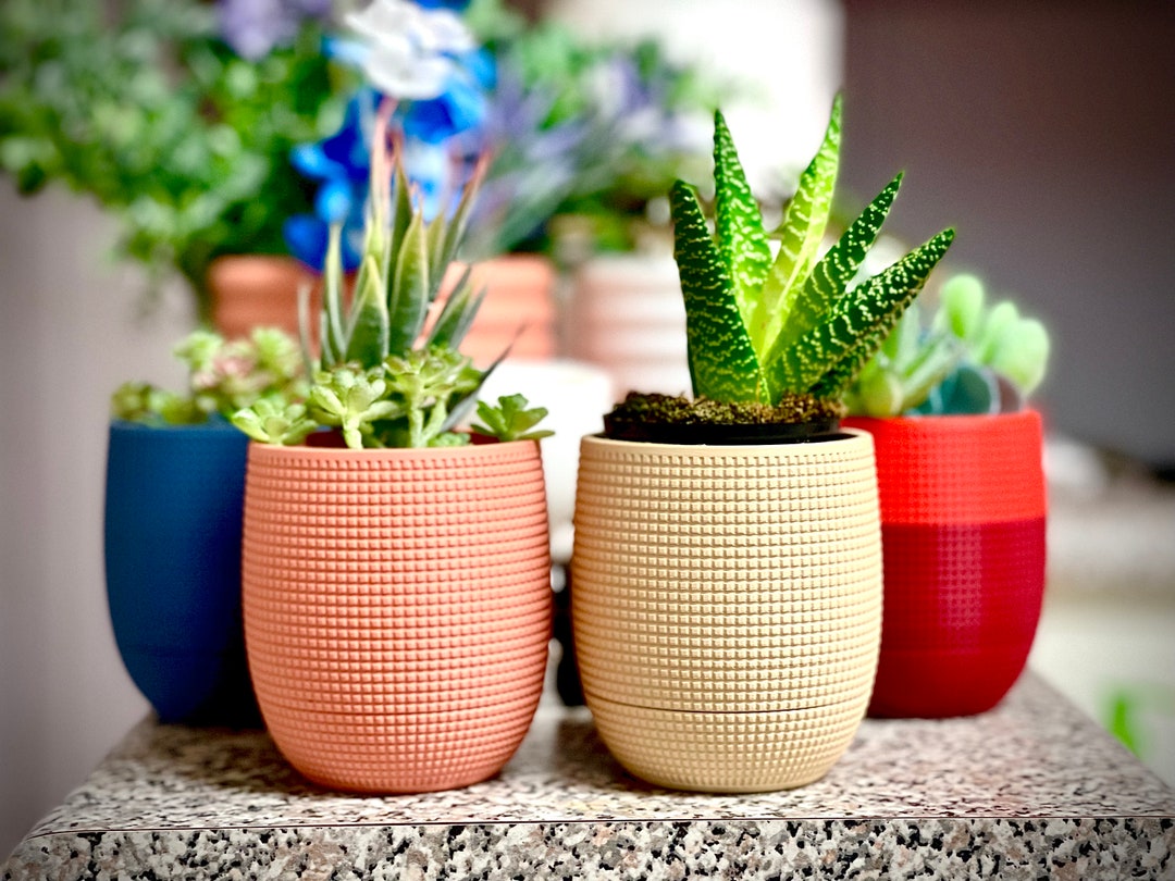 Planter Pot With Hidden Drip Tray - the Grid, Modern Pot, Office Decor ...