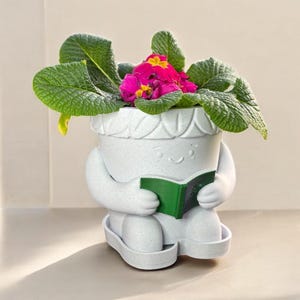 Book Reading Planter 3D Printed Cute Planter | Reading Face Plant Pot ...