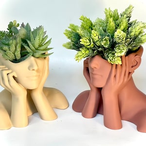 Head Planter Pot, Face Plant Pot, Woman Head Pot With Drainage Hole - Etsy