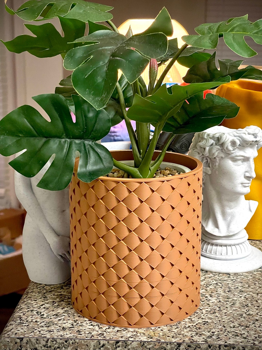 Planter Pot With Hidden Drip Tray - the Quilted Planter Modern Pot ...