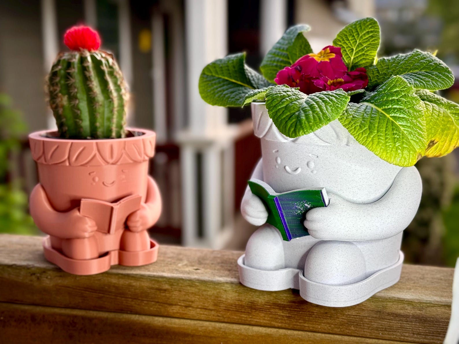 Book Reading Planter 3D Printed Cute Planter | Reading Face Plant Pot ...