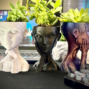 Woman Head Planter: Metallic 3D Printed Indoor Plant Pot - Etsy