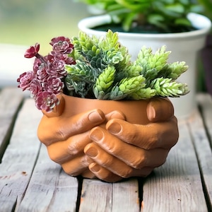 Hands Plant Pot Hands Holding Bowl With Drainage Hole Key Holder Fruit ...