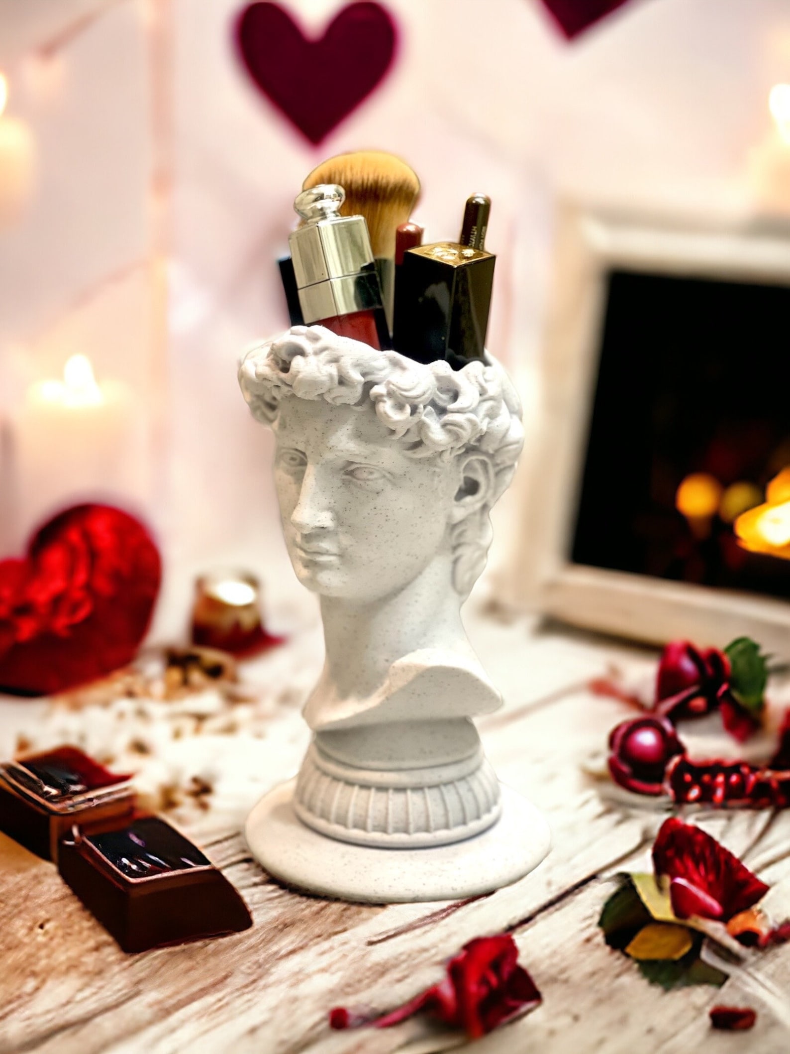 David Head Bust Statue Makeup Organizer, Storage Pen,brush Holder ...