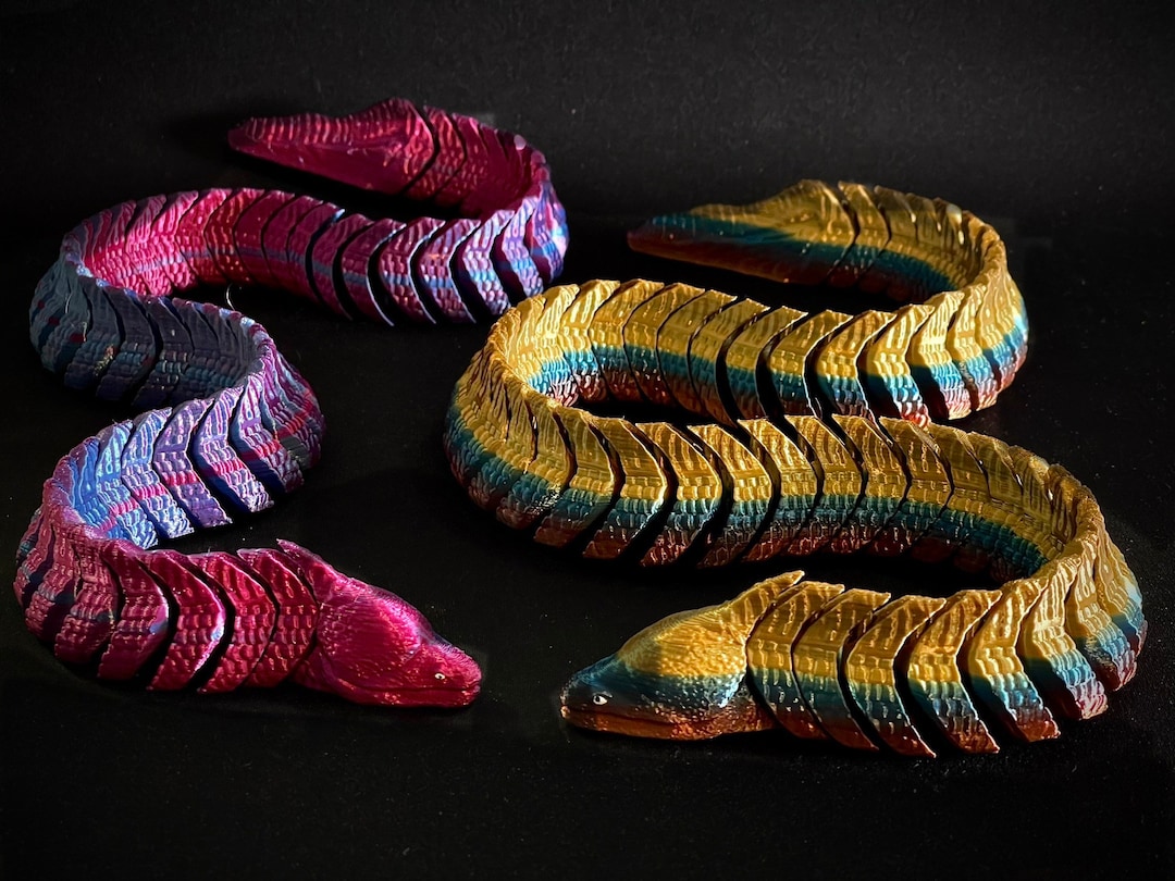 Large Articulated Eel / 3D Printed/ 23” Painted Eyes Flexi Eel/ Fidget Toy/eddie the Articulated ...