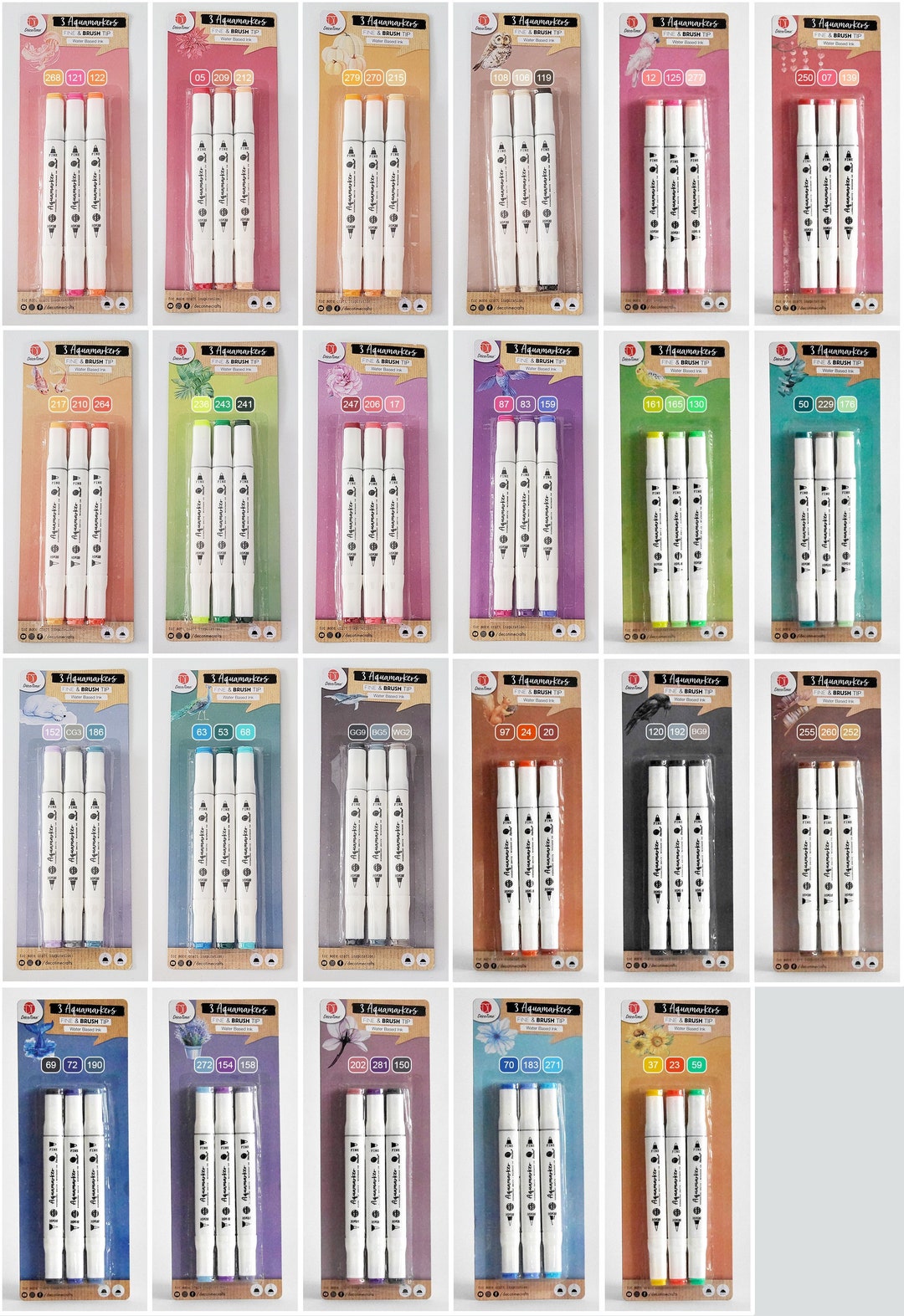 3x Aquamarker Water Based Ink fine & Brush Décotime - Etsy