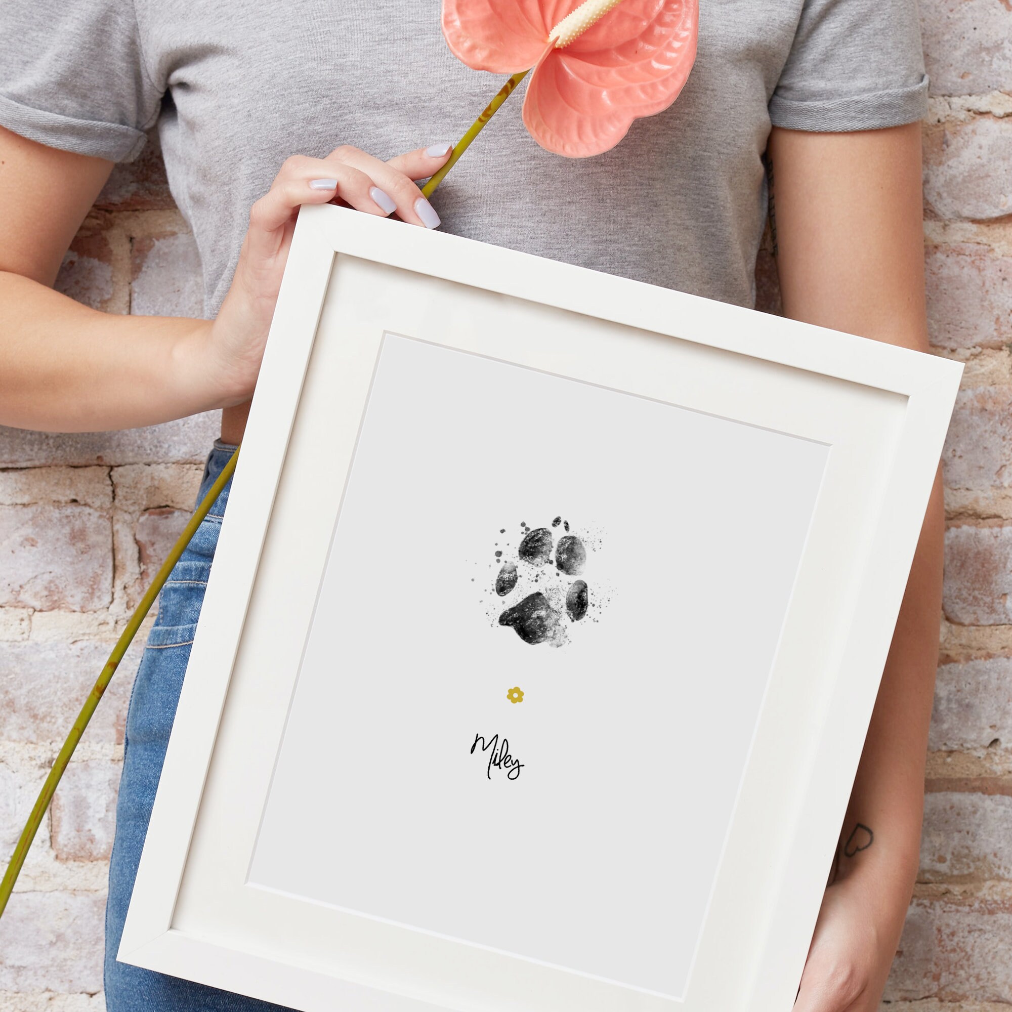 Poster Dog Paw Print Personalized to Print Quick Gift Reminder Paw ...