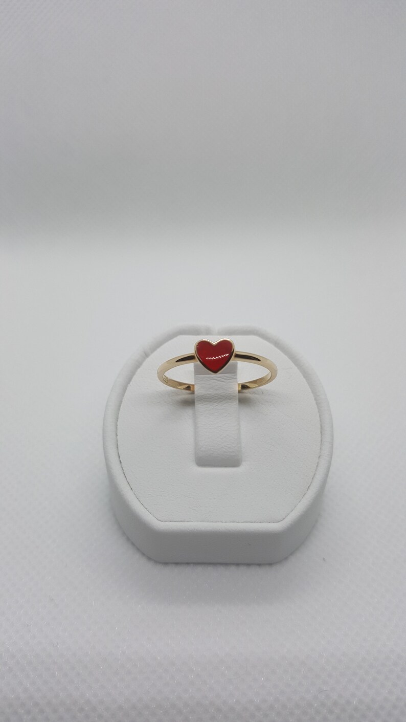 14k Solid Gold Heart Ring, Love Heart Ring for Mom, Initial Ring for ...