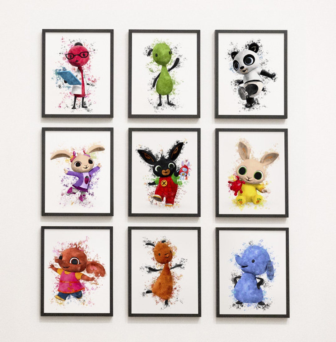 Bing Characters A4 Size Wall Prints Ready to Frame, Bing A4 Bedroom ...