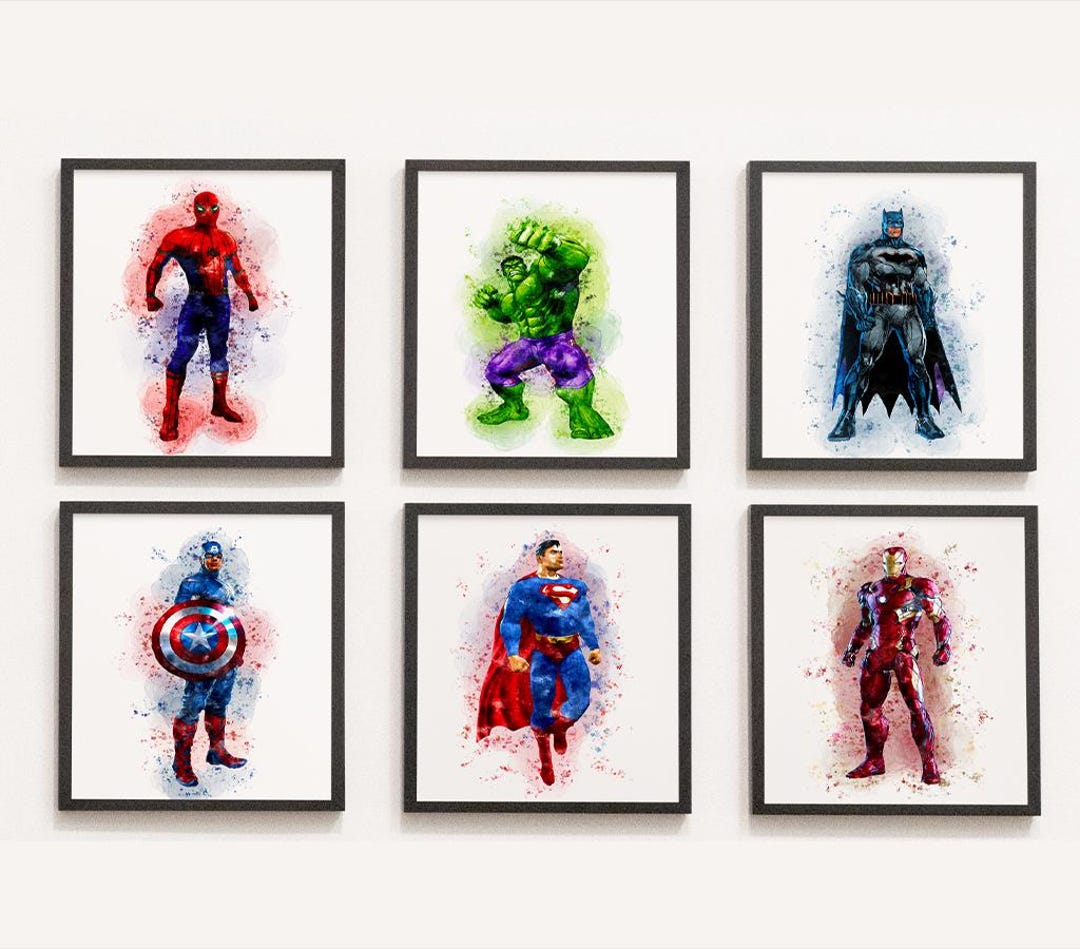 Super Heroes Splash Kids Wall Prints A4 Unframed Wall Posters for Kids ...