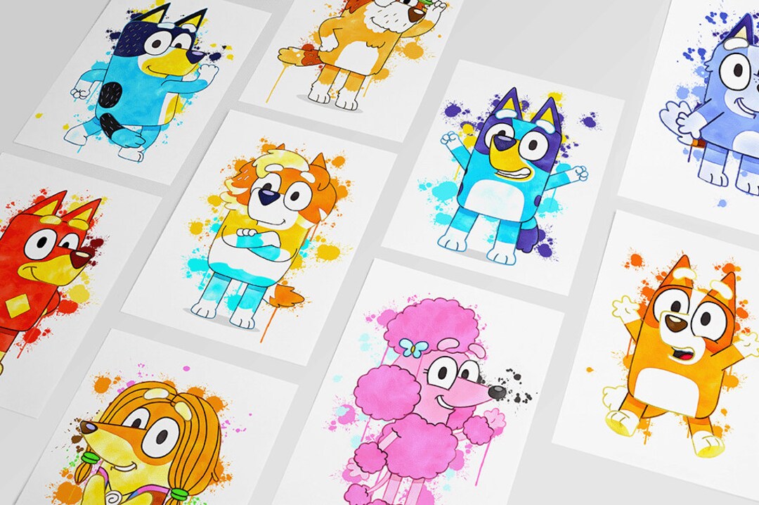 Bluey Dog Cartoon Pictures Size A4 Bluey Prints Physical Item Bluey ...