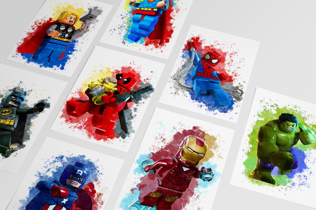 Paint Splash Heroes Set of 8 Size Digital PNG File Ready to Print, Hero ...