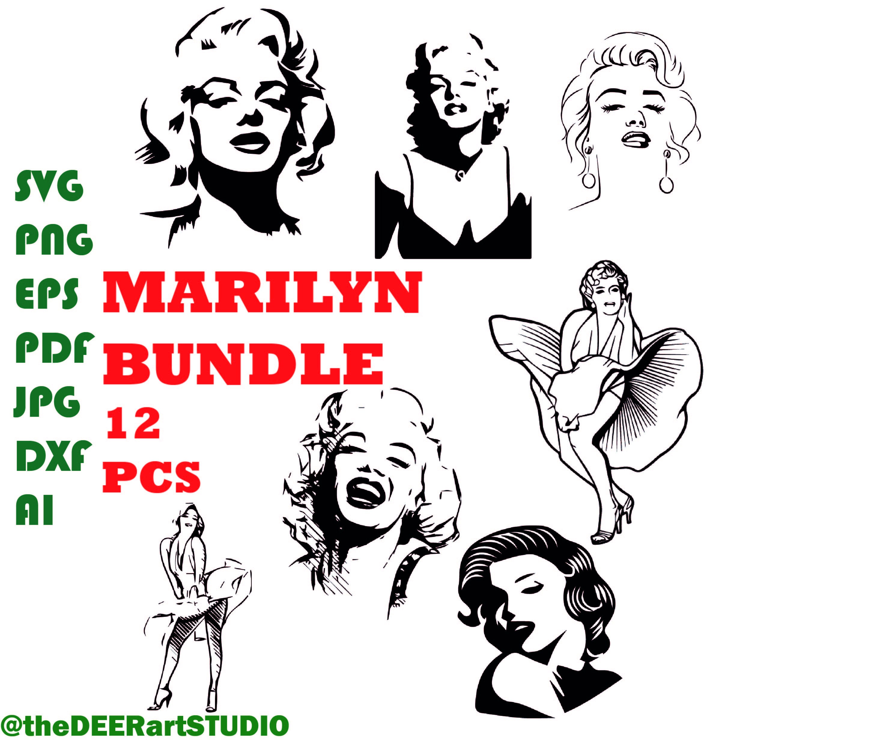 Marilyn Monroe Svg Bundle | Marilyn Stickers | Brand & Logo | Monroe ...