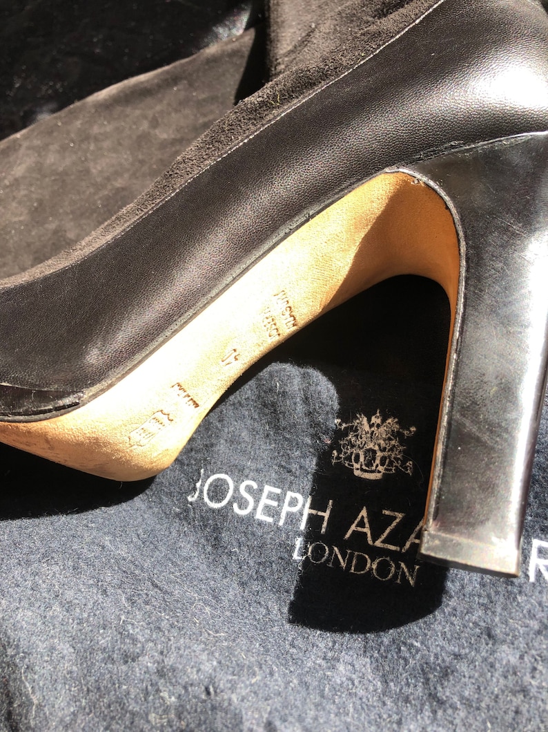 Joseph Azagury High Heel Black Leather Boots Vintage Size 40 - Etsy