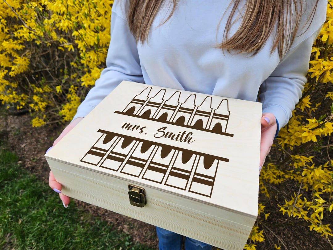 Personalized Wooden Teacher Box, Custom School Supply Keepsake With ...