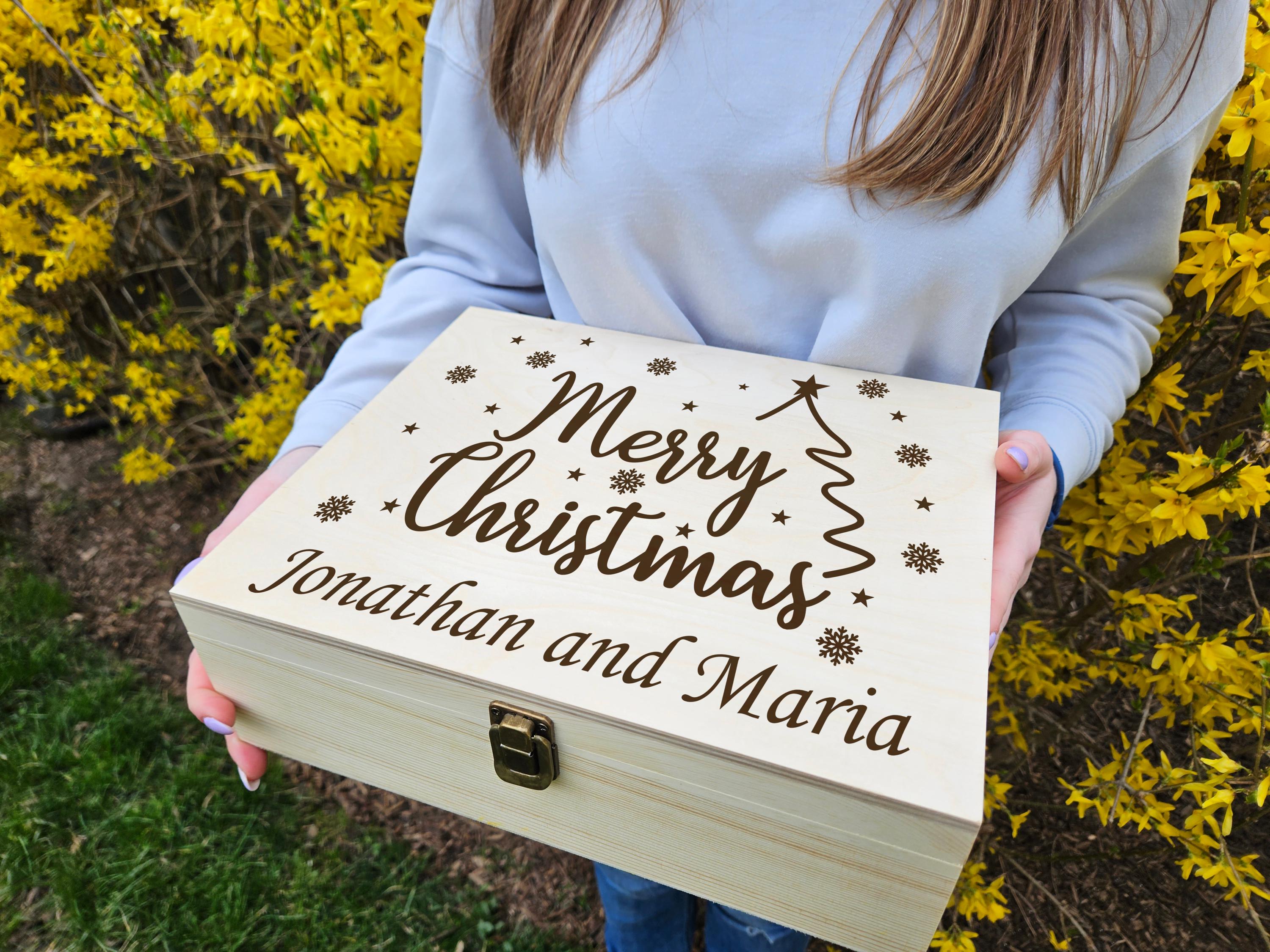 Personalized Merry Christmas Keepsake Box, Custom Wooden Memory Box ...