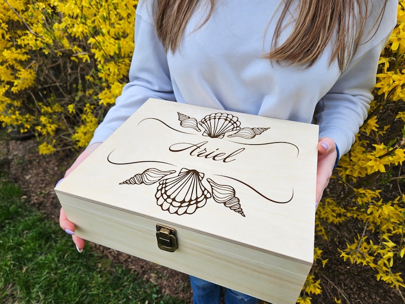 Personalized Seashell Wooden Keepsake Box: Beach Lover Treasure Box - Etsy